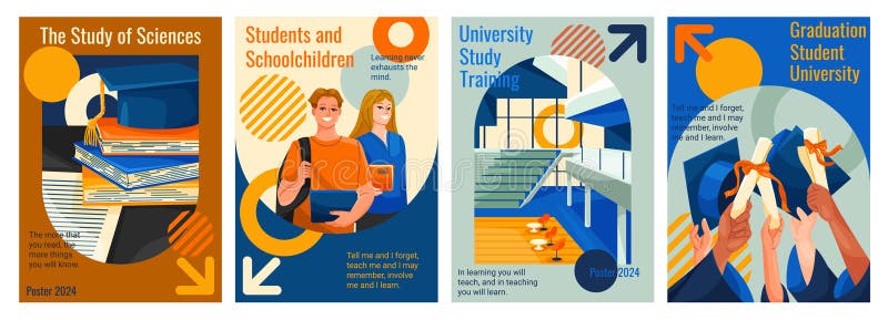Vector Set of Back To School Posters Stock Illustration - Illustration ...
