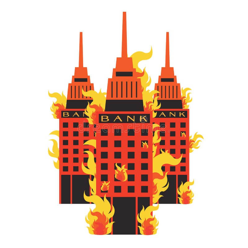 Vector Set Bank Fire Break Corruption Leak Corrupt on White Stock ...