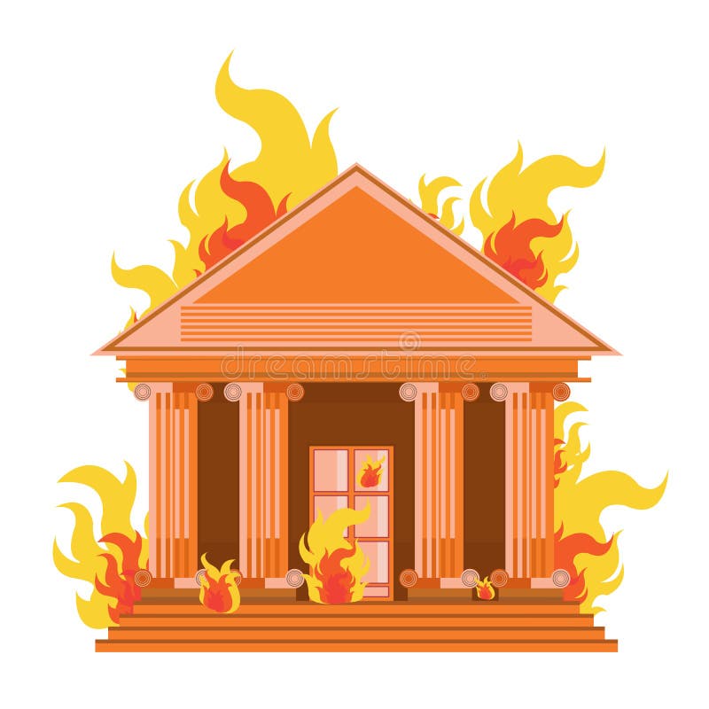 Vector Set Bank Fire Break Corruption Leak Corrupt on White Stock ...