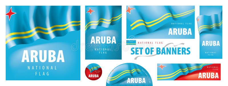 Flag of Aruba stock vector. Illustration of glossy, card - 74965932