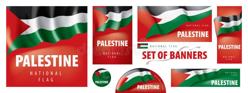 Vector Set of Banners with the National Flag of the Palestine Stock ...