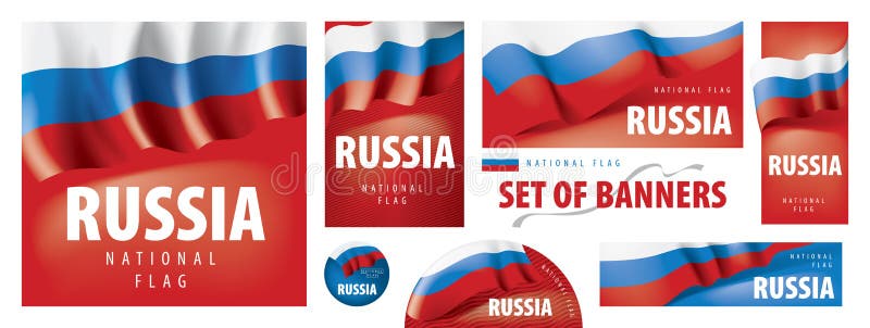 Vector Set of Banners with the National Flag of the Russia Stock Vector ...