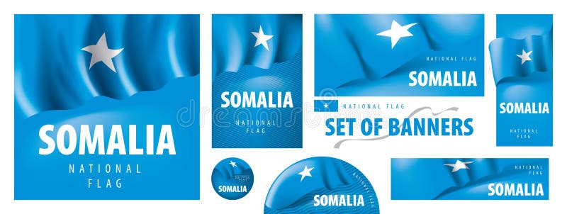 Vector Set of Banners with the National Flag of the Somalia Stock ...