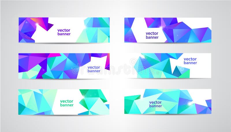 Vector Set of Banners with Polygonal Geometric Background, Facet, Low ...