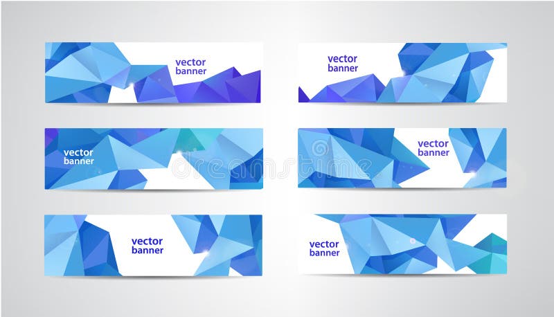 Vector Set of Banners with Polygonal Geometric Background, Facet, Low ...