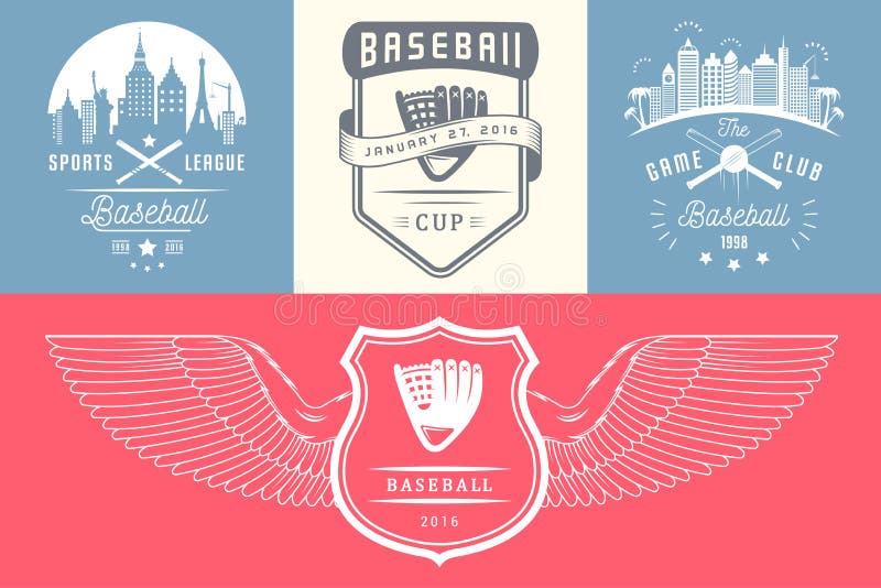 Set of Vintage Baseball Logos and Badges. Stock Illustration ...