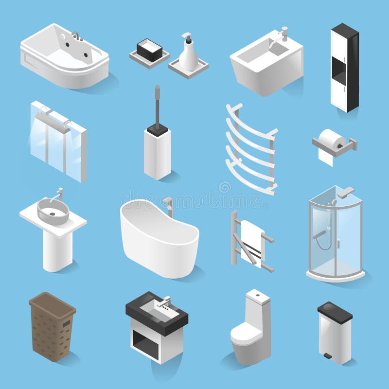 Restroom Icon Set, Washroom and Bathroom Symbols Stock Vector ...