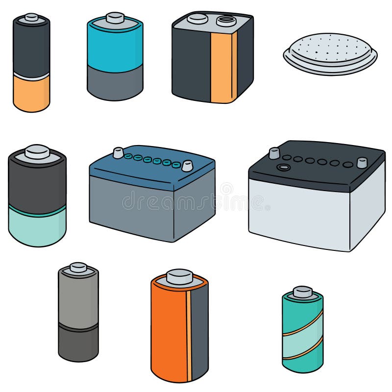 Vector set of battery stock vector. Illustration of auto - 117704603