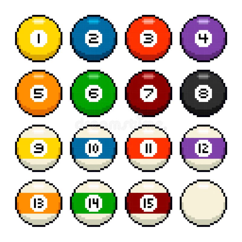 Vector Set of Billiard Pixel Balls. Stock Vector - Illustration of icon ...