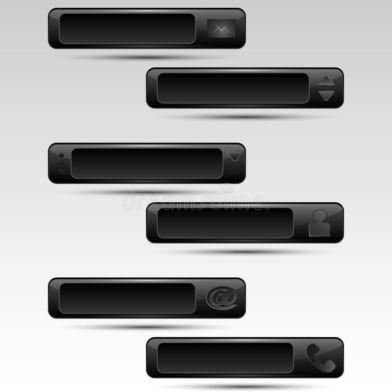 Set of Black Button with Different Symbol Stock Vector - Illustration ...