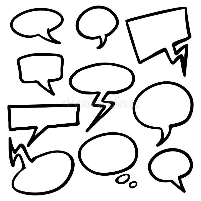 Set of Outline Speech Bubbles Icons. Minimalist Thin Linear Web Icon ...