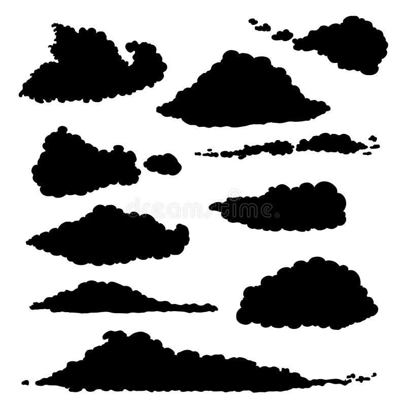 Vector Set of Clouds Silhouette Stock Vector - Illustration of draft ...