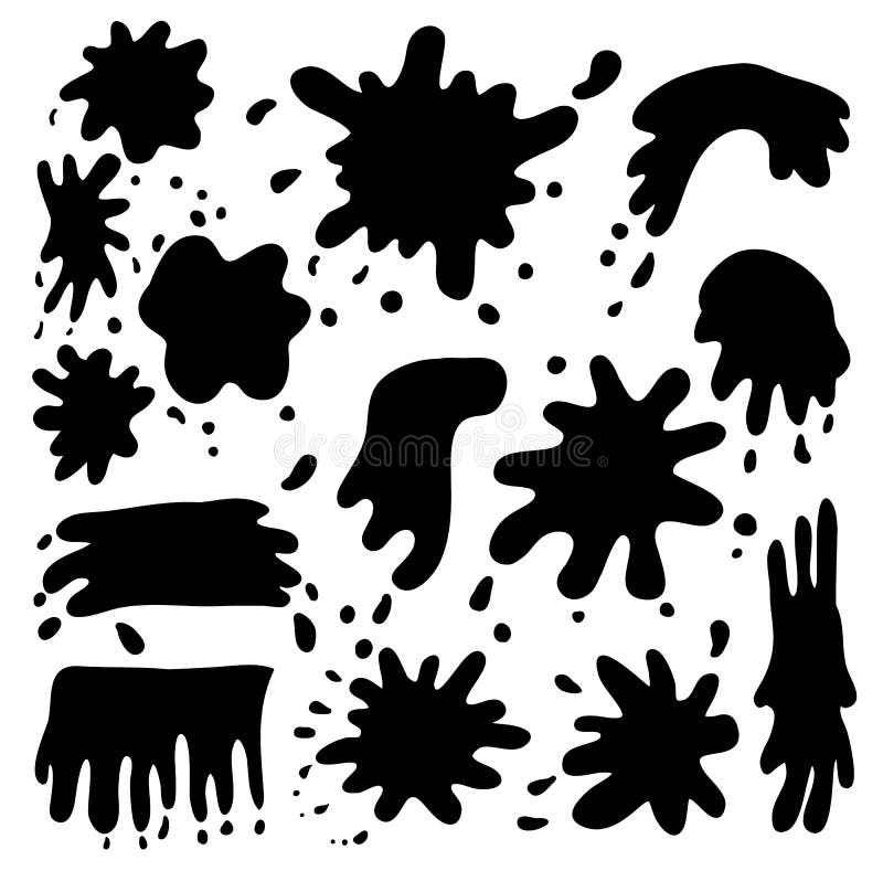Vector Set with Black Splatter Shapes, Graphic Design Elements Stock ...