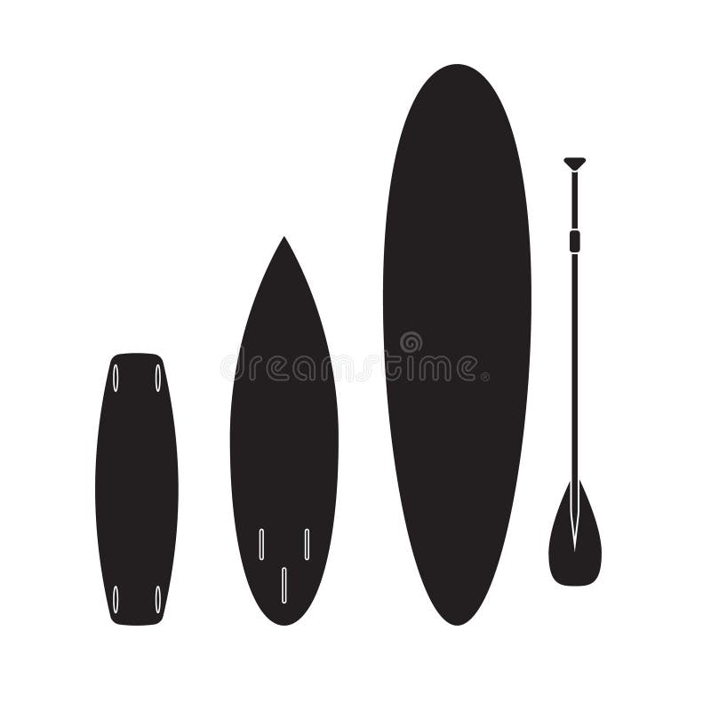 Vector Set of Black Surf Paddle and Wake Boards Stock Vector ...