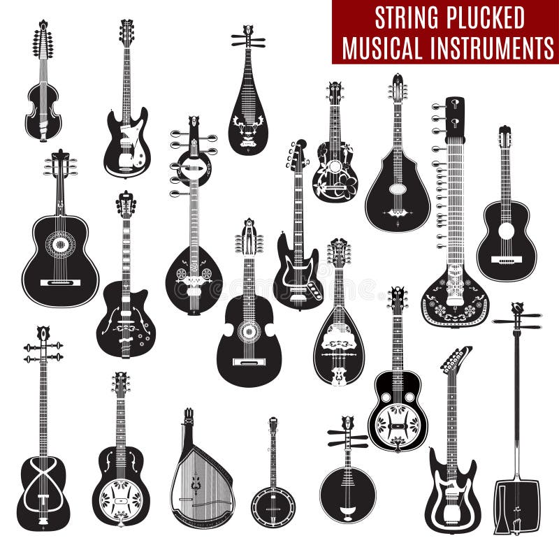 Vector Set of Musical Instruments on White Background Stock Vector ...