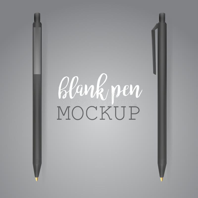 Vector Set of Blank Black Pens.Template for Advertising and Corporate ...