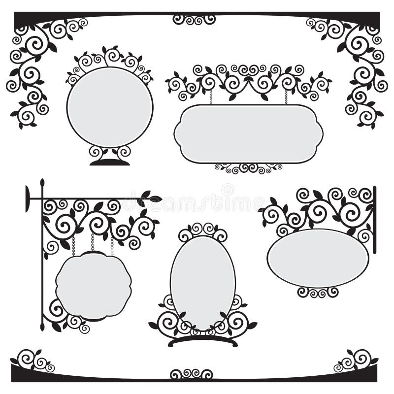 Wrought Iron Signs for Old-fashioned Design Stock Vector - Illustration ...