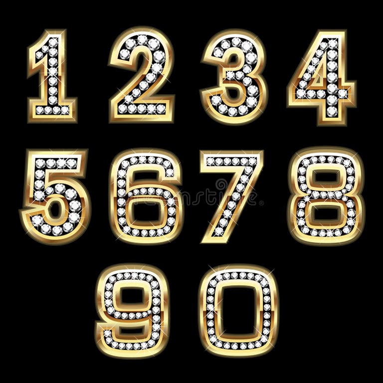 Vector Set of Bling Numbers Stock Vector - Illustration of jewel ...