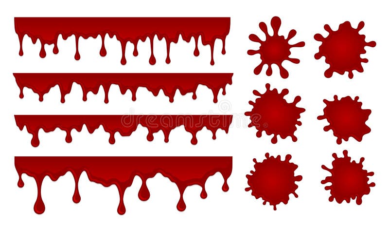 Set of Blood Drops and Splash Stains Stock Vector - Illustration of ...