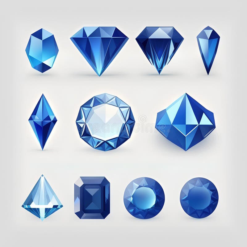Vector Set of Blue Diamond Icons. Vector Illustration. Eps 10 Stock ...