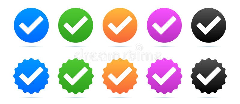 Vector Set of Blue, Green, Orange, Pink, and Black Check Mark and ...