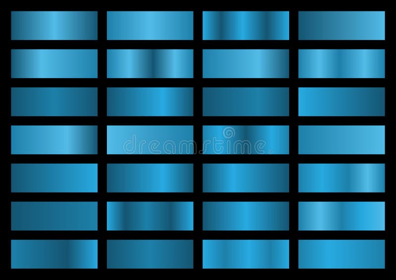 Vector Set of Blue Metallic Gradients. Swatches Collection. Shiny ...