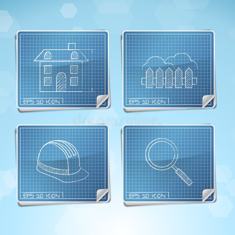 Vector Set: Blueprint Icons Stock Vector - Illustration of design ...