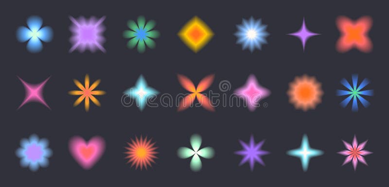 Vector Set of Blurred Gradient Shapes in 90s Style Stock Vector ...