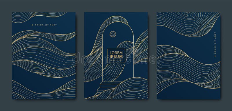 Vector Set of Boho Abstract Arch Line Posters, Wave and Arch with ...