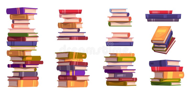 Vector Set of Book Stack Cartoon Illustration Stock Illustration ...