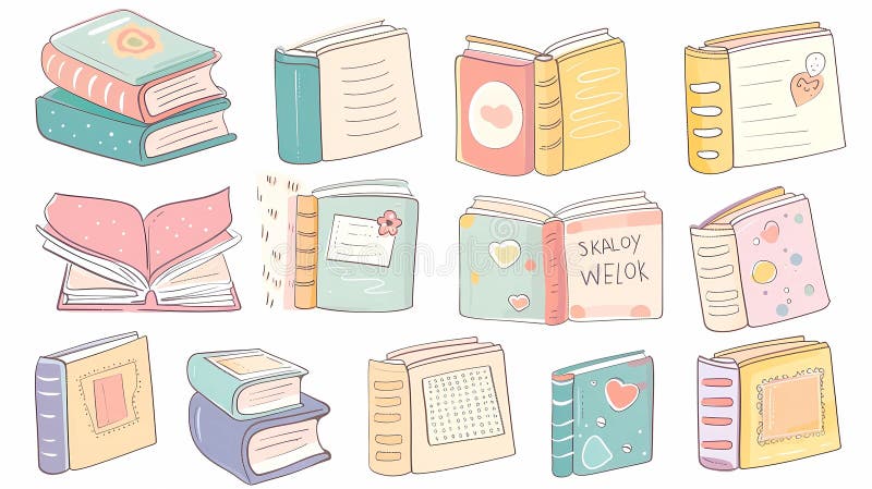 Vector Set of Books. Isolated on White Background, Generative AI ...