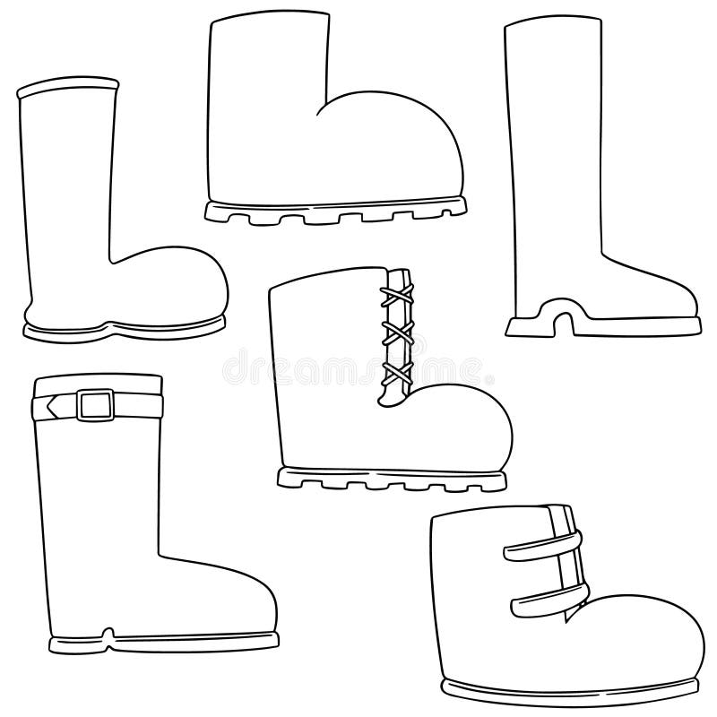 Vector set of boot stock vector. Illustration of line - 117693783