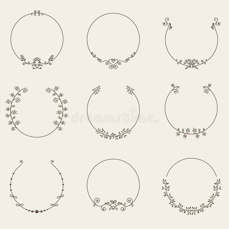 Vector Set of Border Circle Frame, Border and Page Rules Frame Stock ...