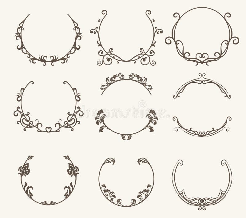 Vector Set of Border Circle Frame - Vintage Style Stock Vector ...