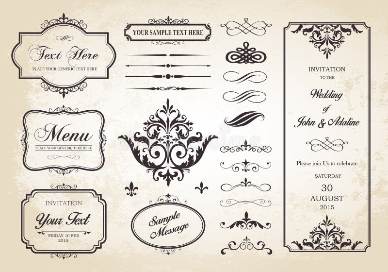 Vector Set of Borders, Frames and Page Dividers Stock Vector ...