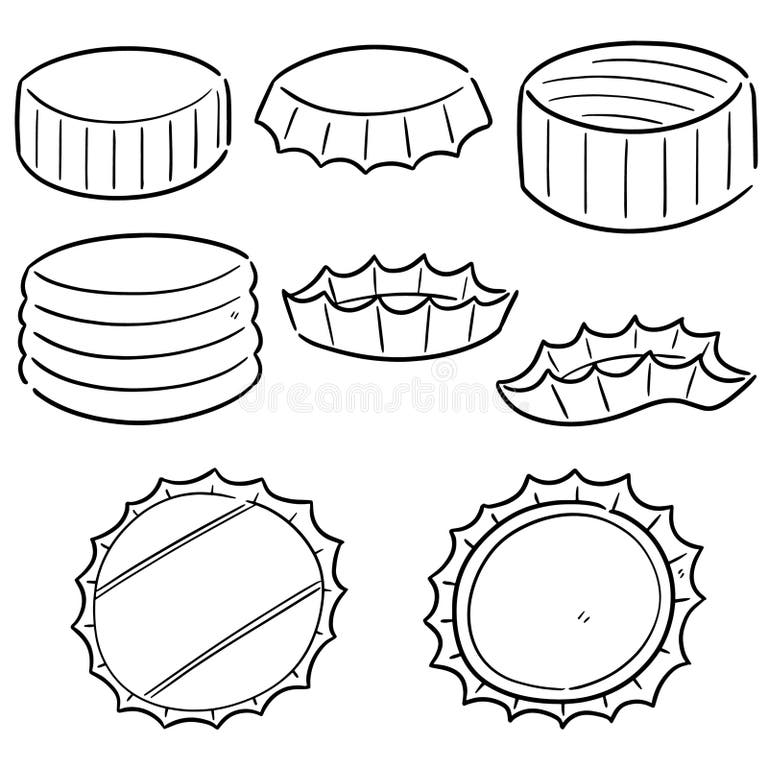 Vector set of bottle cap stock illustration. Illustration of beverage - 391858347