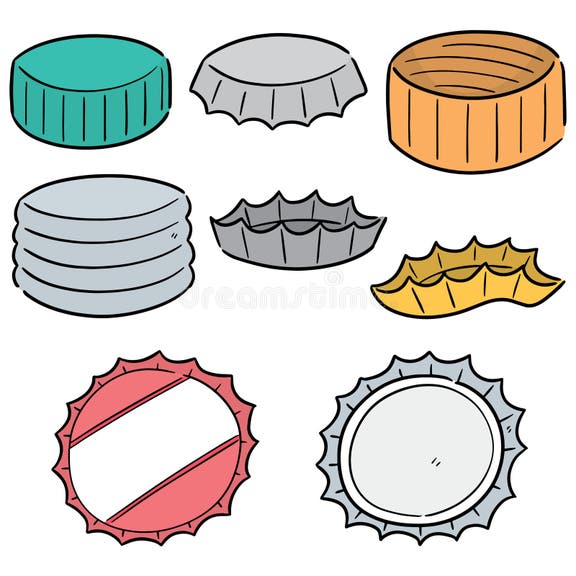 Vector set of bottle cap stock illustration. Illustration of creative - 391858351