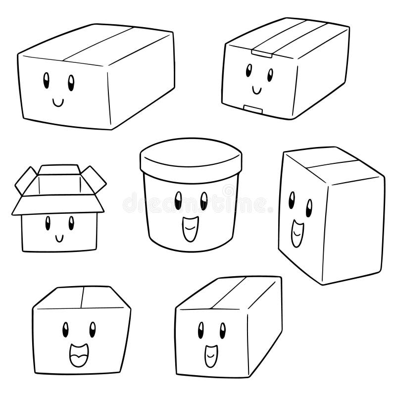Vector set of box cartoon stock vector. Illustration of draw - 119341101