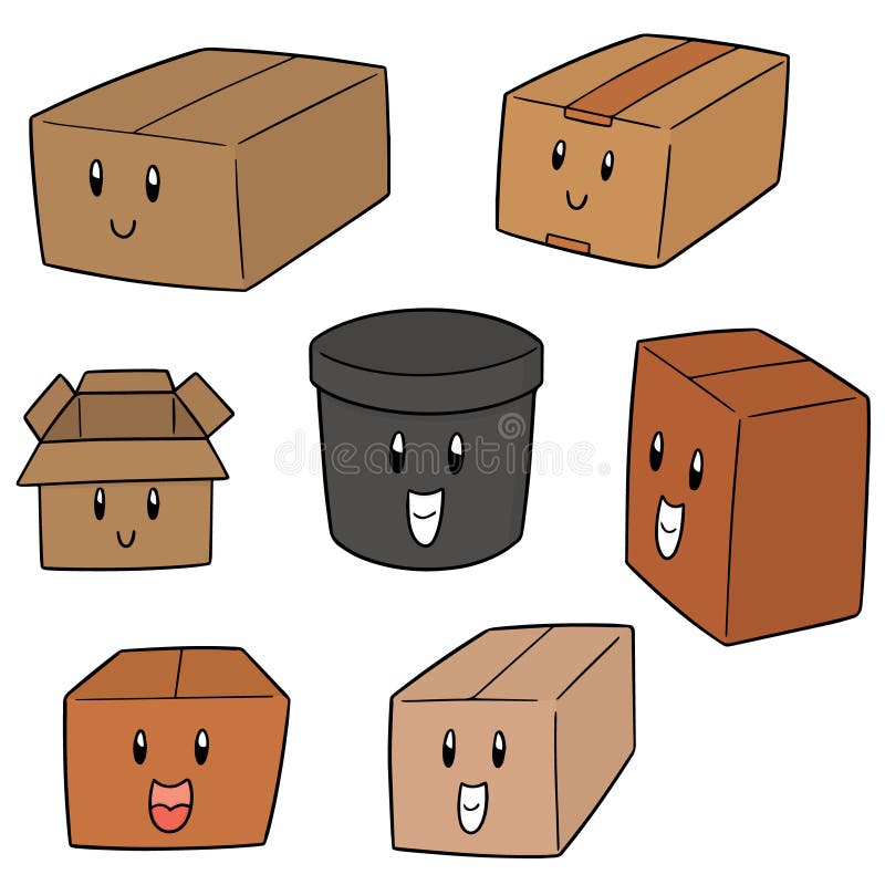 Vector set of box cartoon stock vector. Illustration of package - 119341197