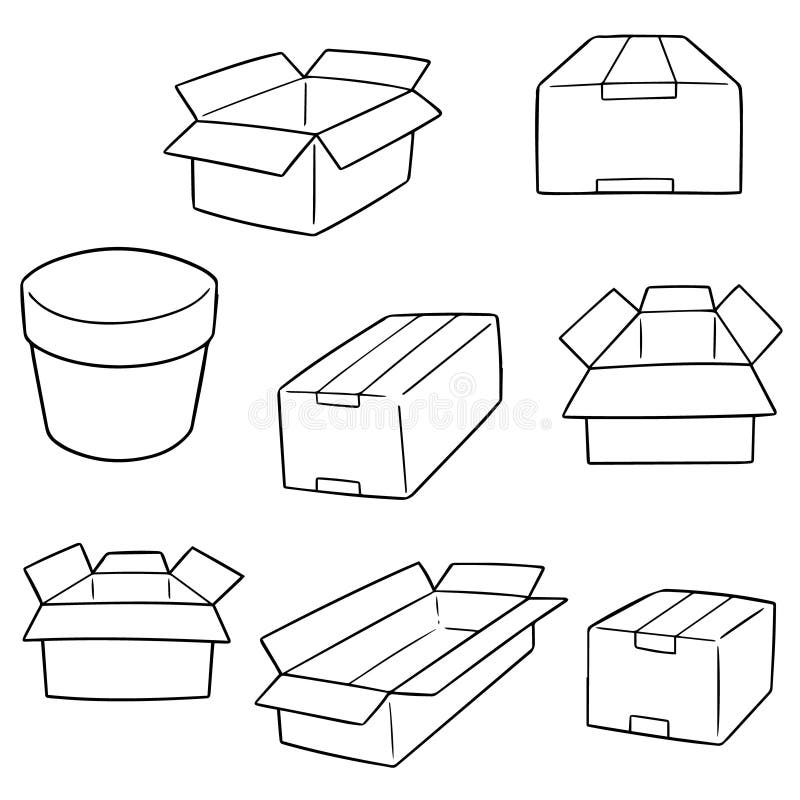 Vector set of box stock vector. Illustration of hand - 118250892