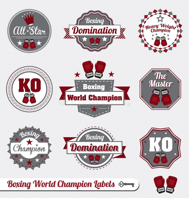 Vector Set: Boxing Champion Labels and Icons Stock Vector ...
