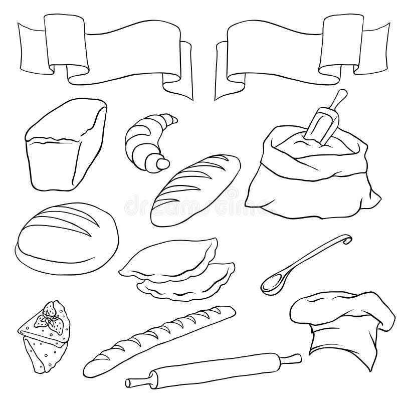 Vector Set on the Bread Theme. Isolated Stock Vector - Illustration of ...