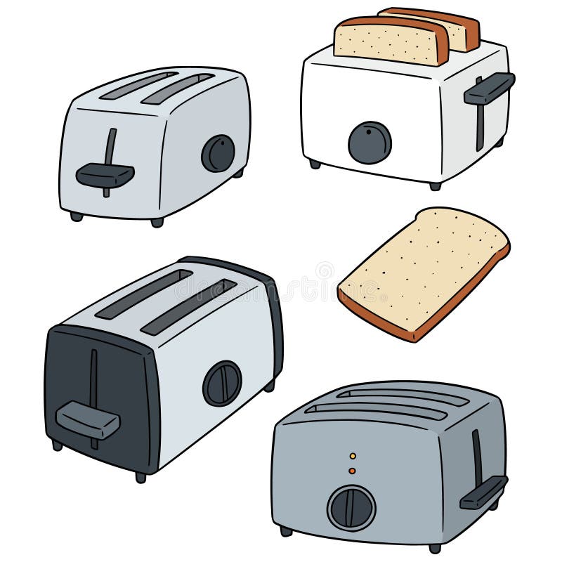 Vector Set of Bread and Toaster Stock Vector - Illustration of draw ...