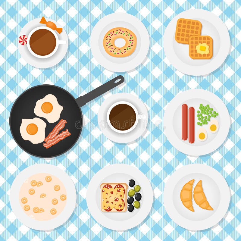 Vector Set of Breakfast Food Stock Vector - Illustration of morning ...