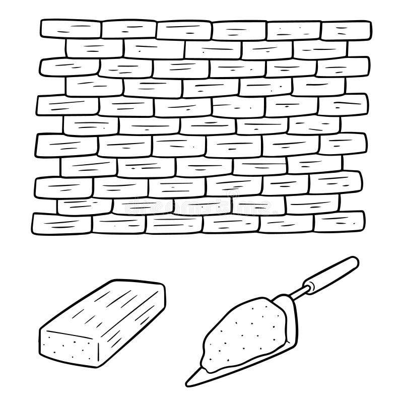Vector set of bricks stock vector. Illustration of doodle - 121028598