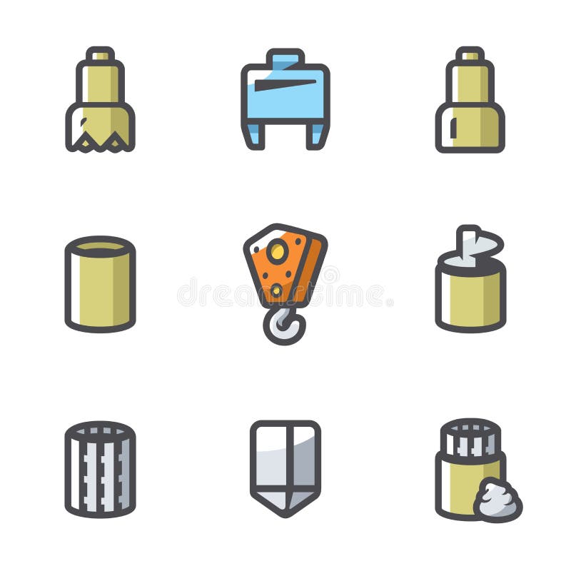 Vector Set of Bridge Pile Installation Icons. Stock Vector ...