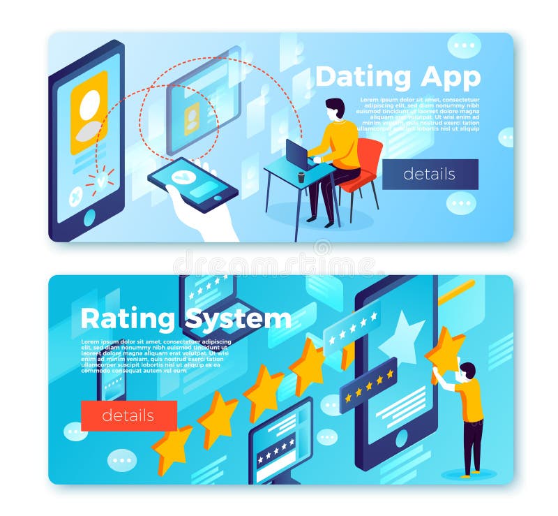 Vector Set of Bright Banner Templates Dating App Stock Vector ...