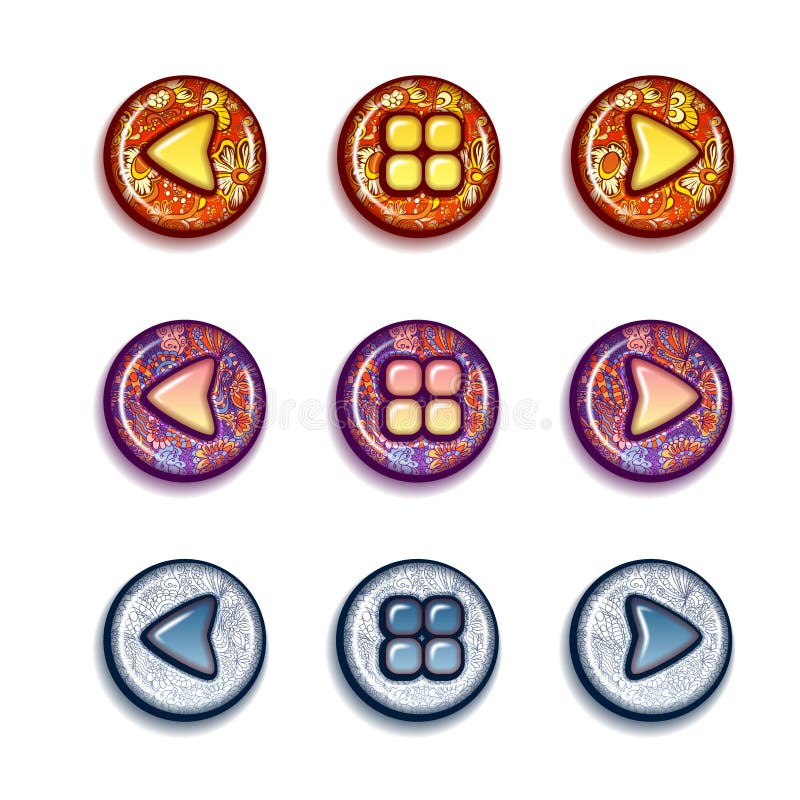 Vector Set of Bright Buttons: Forward, Backward, Stock Vector ...