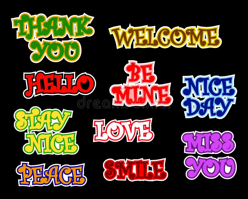 Vector Set of Bright Stickers - Lettering on the Theme of Love and ...