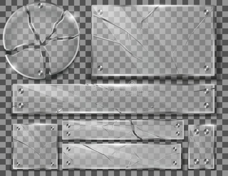 Vector Set of Broken Transparent Glass Plates Stock Vector ...